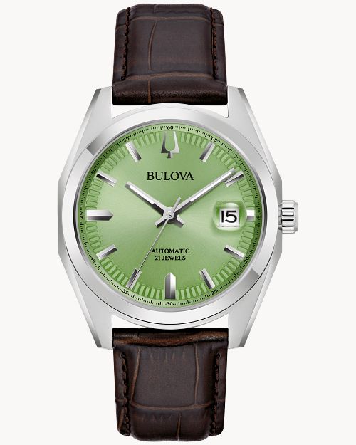 Green Dial Leather Strap Surveyor 96B427 | Bulova Green Dial Leather Strap Surveyor 96B427 | Bulova