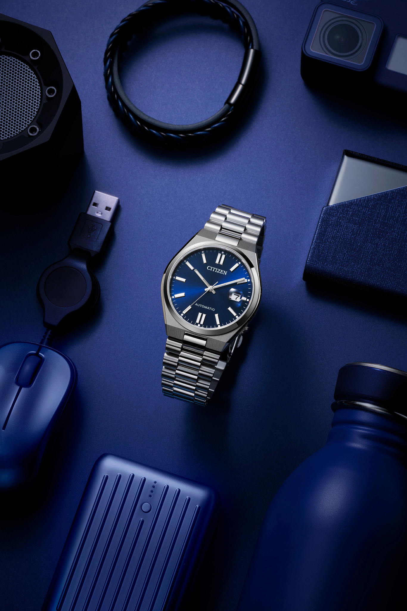 “TSUYOSA” Collection Blue Dial Stainless Steel Bracelet NJ0150-56L ...