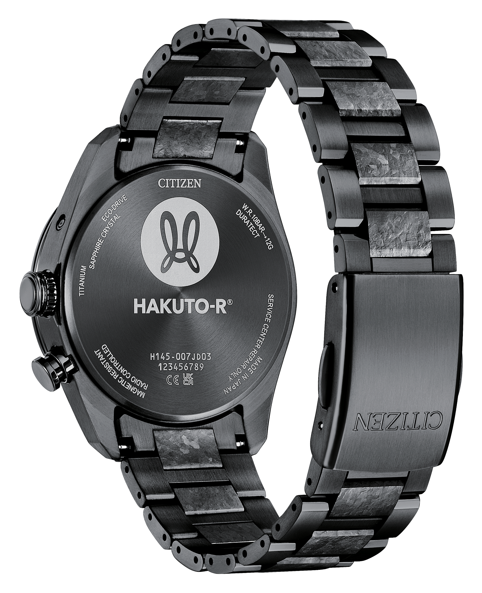 ATTESA HAKUTO-R Black Dial Super Titanium with DLC Coating Bracelet ...