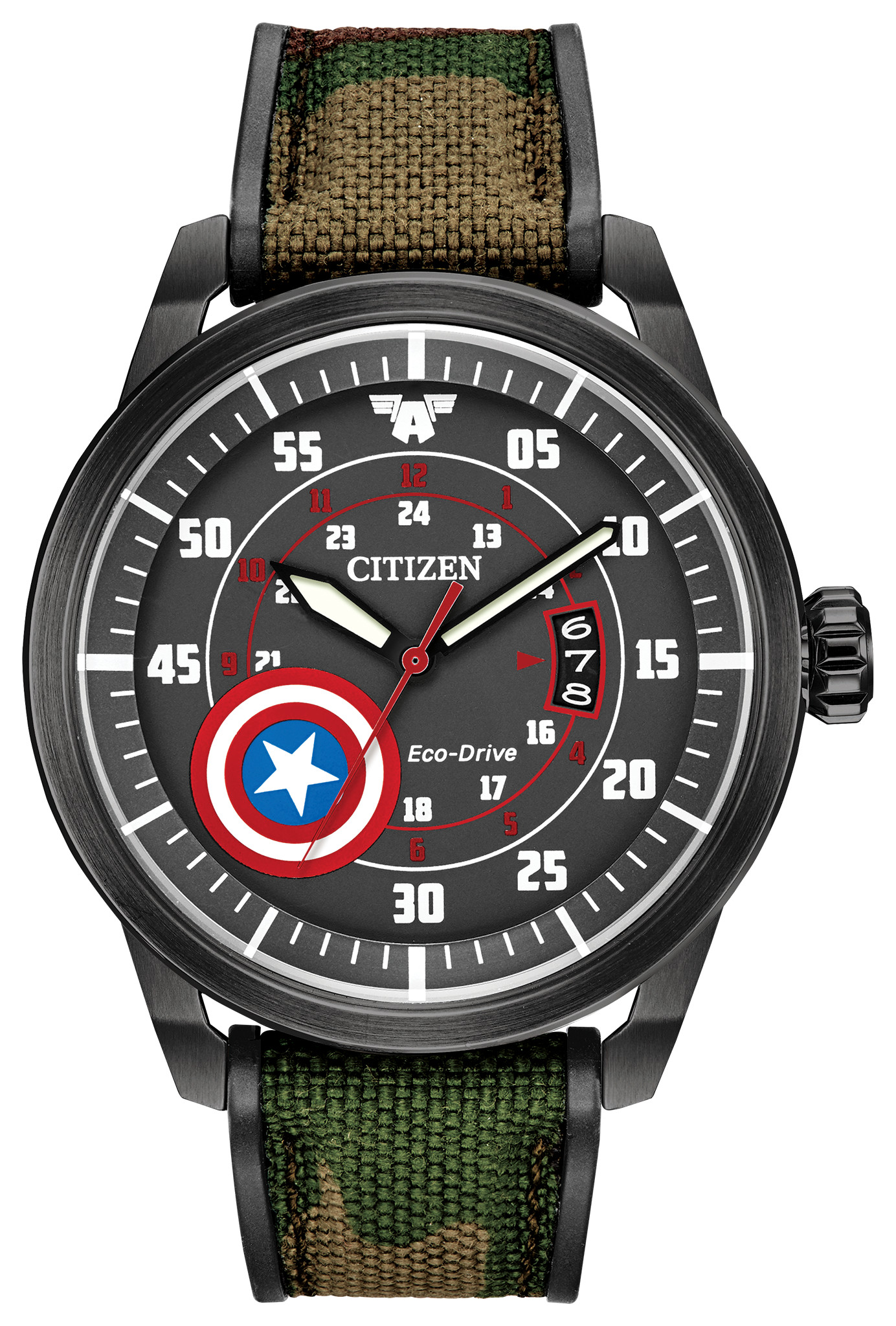 Citizen Marvel Captain America Eco-Drive Black Watch | CITIZEN