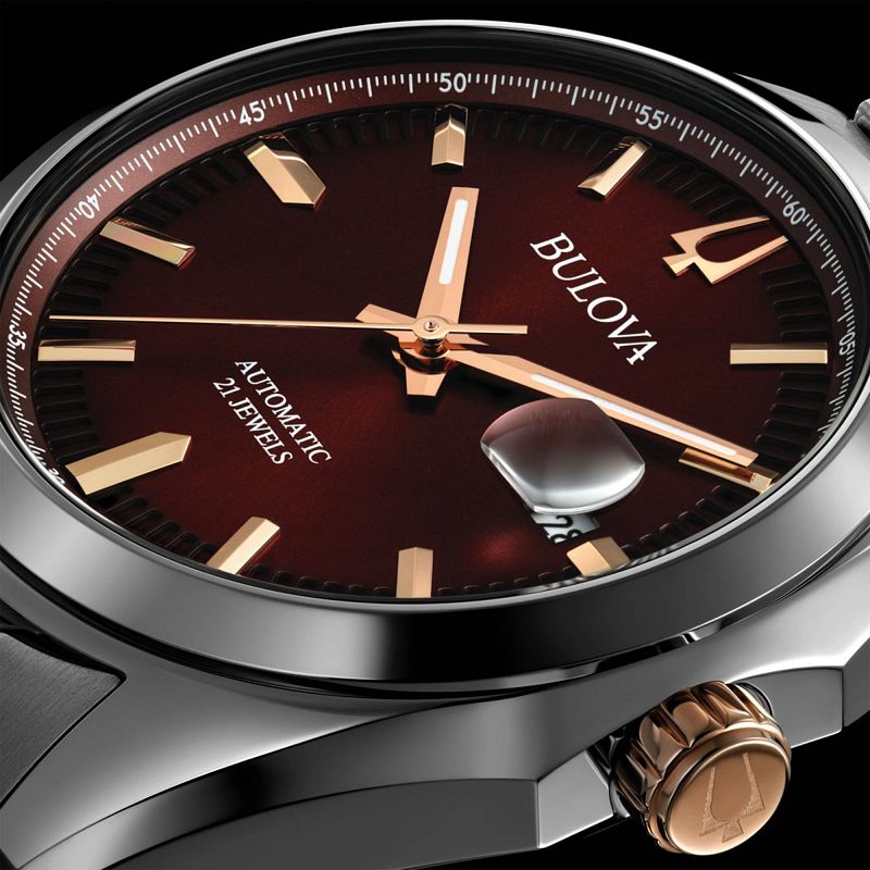 Burgundy Dial Stainless Steel Bracelet Surveyor 98B422 | Bulova Burgundy Dial Stainless Steel Bracelet Surveyor 98B422 | Bulova