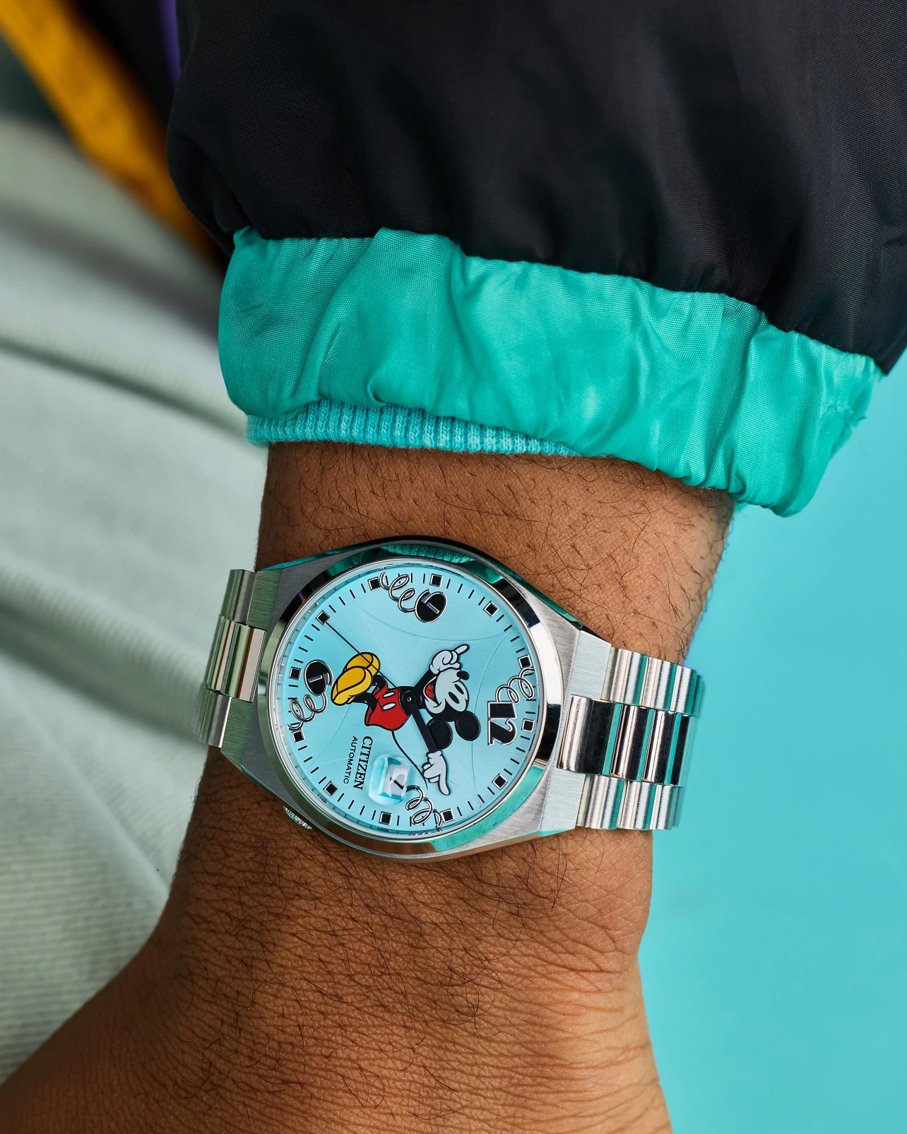 TSUYOSA Mickey Mouse Blue Dial Stainless Steel Bracelet NJ0156-50L ...