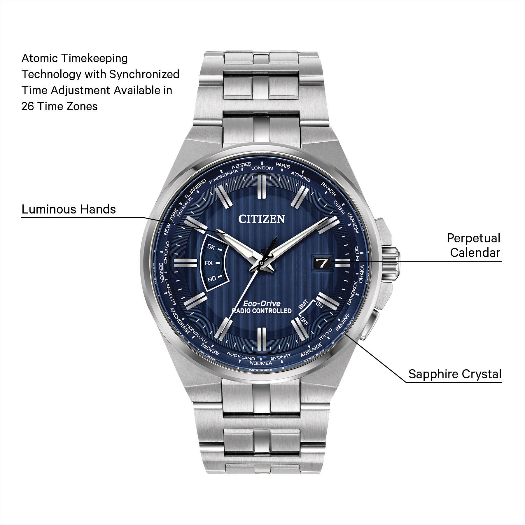 World Perpetual A-T - Men's Charcoal CB0160-51L Watch | CITIZEN