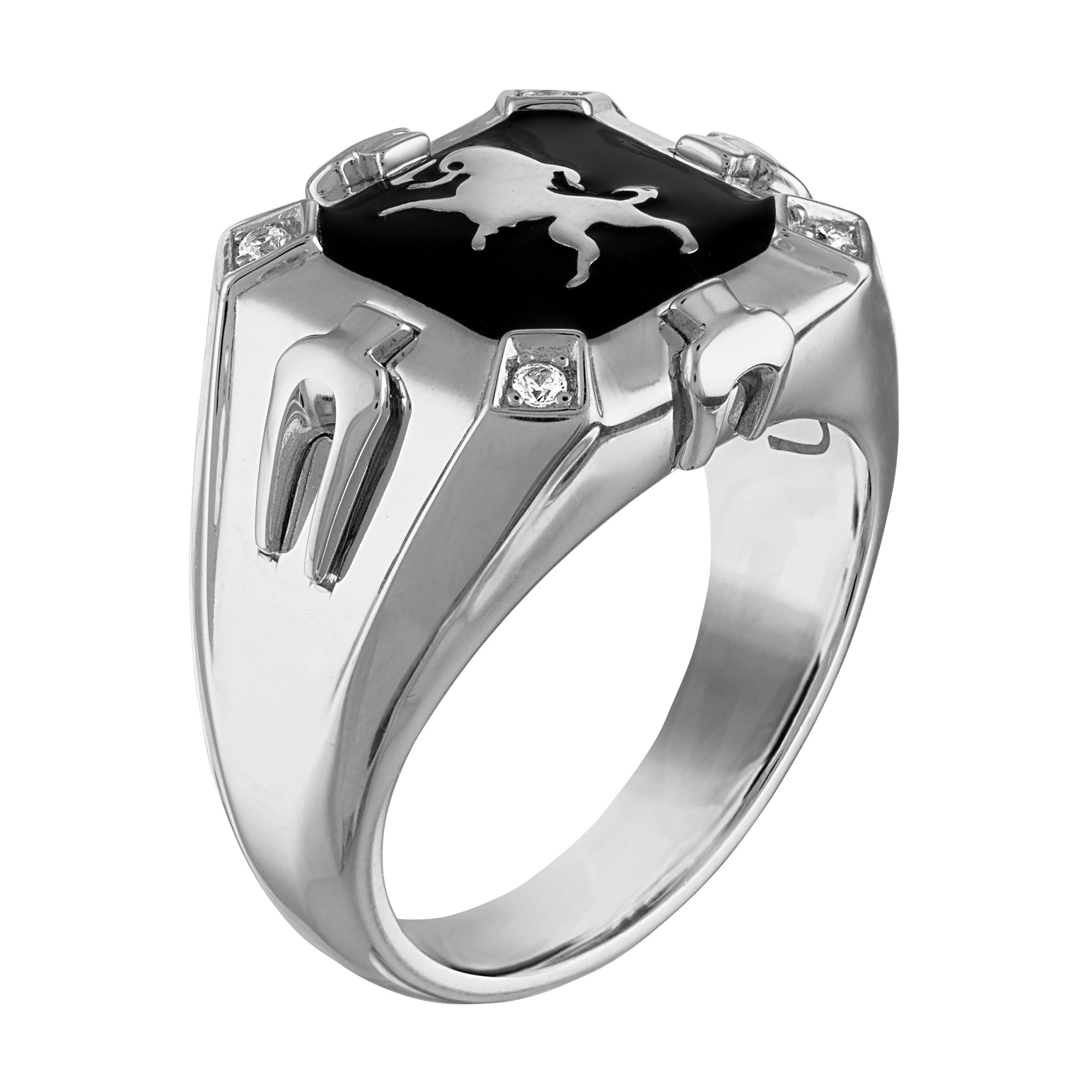 The lion stands fiercely defiant in this Bulova Crest of Bohemia silver ...