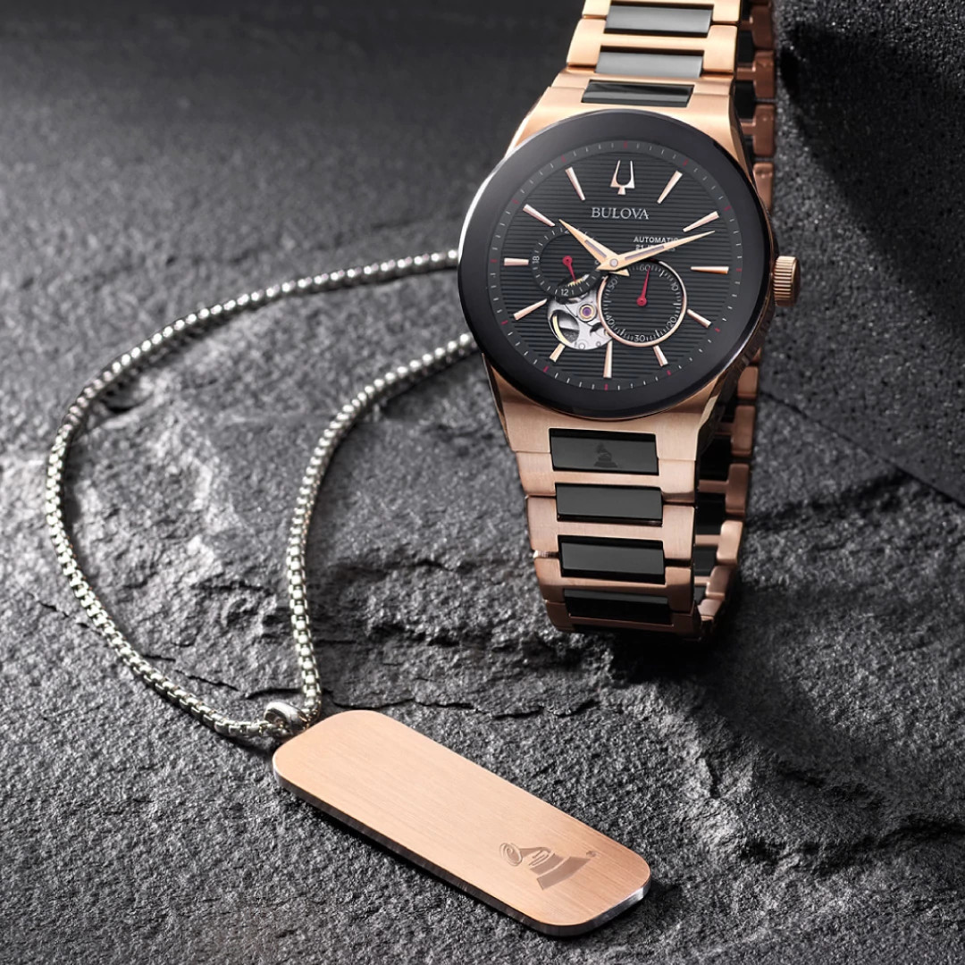 Bulova Latin GRAMMY® Black Dial Rose Gold Stainless Steel Watch | Bulova