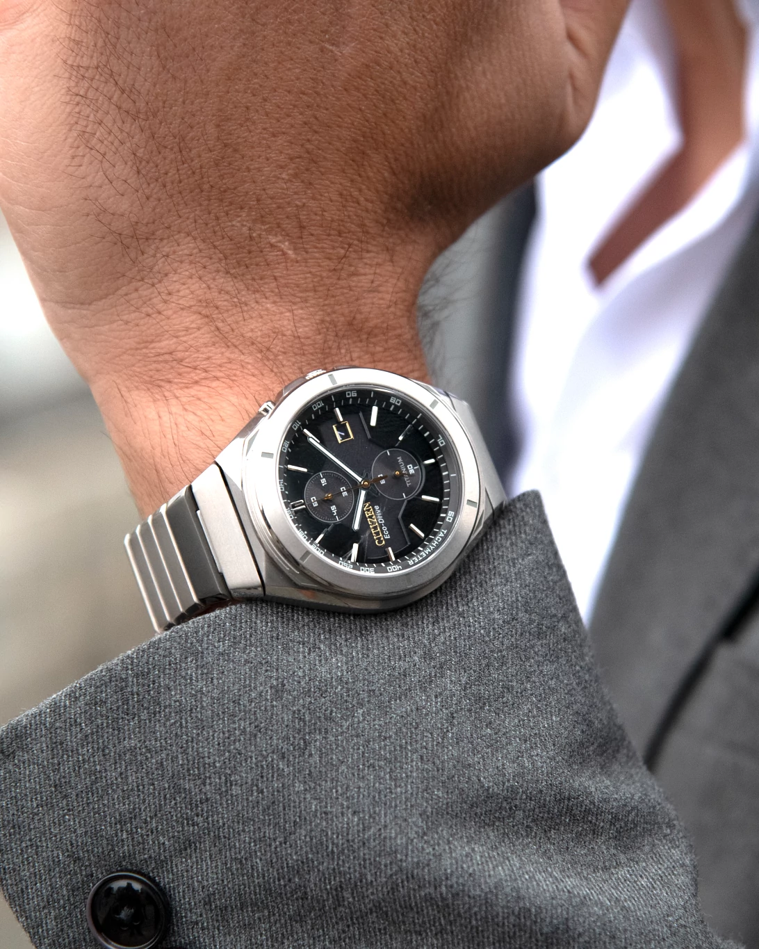 Super Titanium Armor Black Dial Titanium + 1 DLC Plated Link Bracelet ...