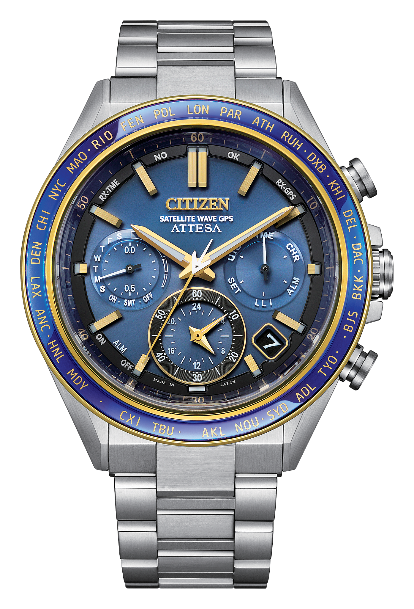Attesa Blue Dial Super Titanium with Platinum DLC Coating Bracelet ...