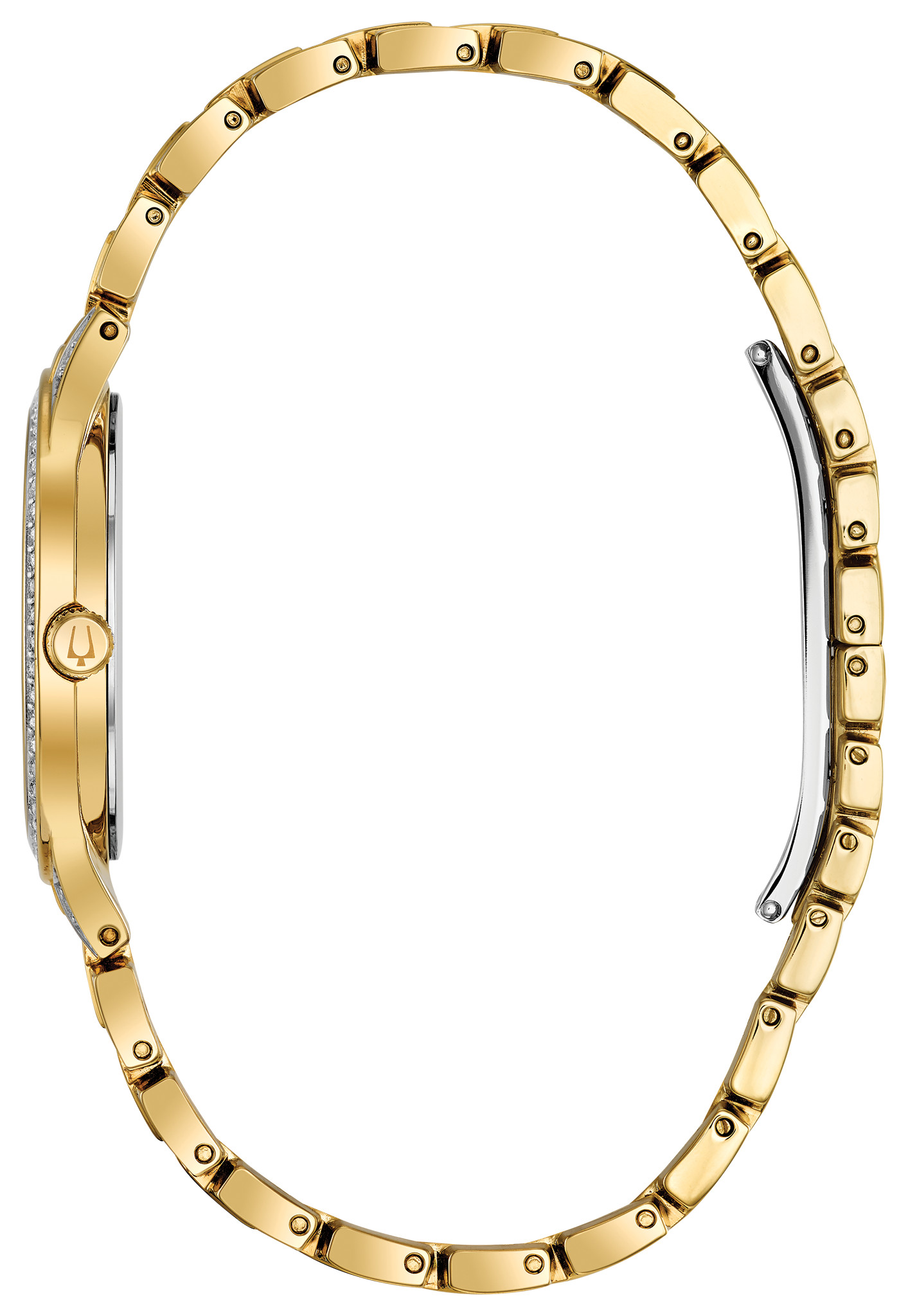 Bulova Phantom Gold Silver Dial Crystal Watch | Bulova