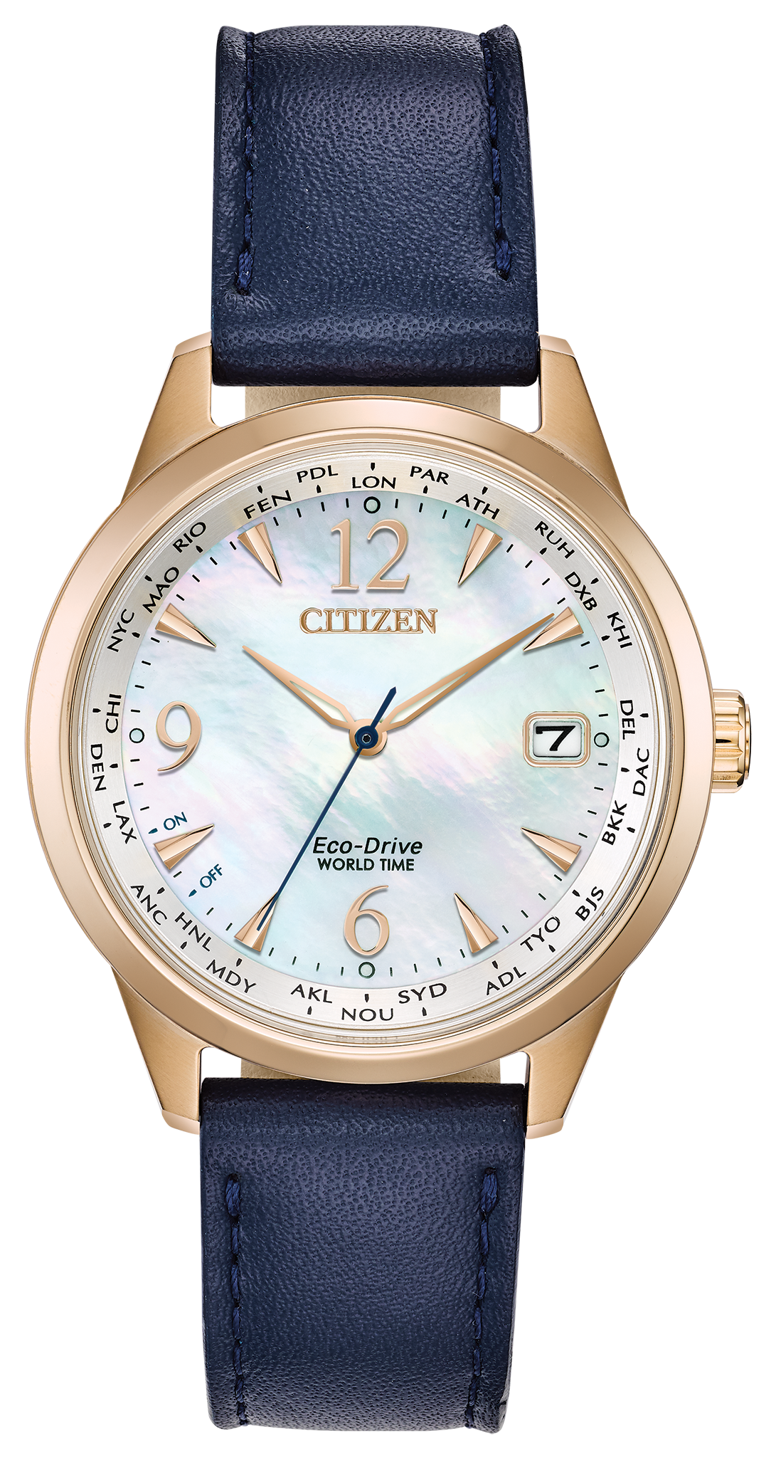 Citizen World Time Ladies Eco-Drive Rose Gold White Dial Watch | CITIZEN