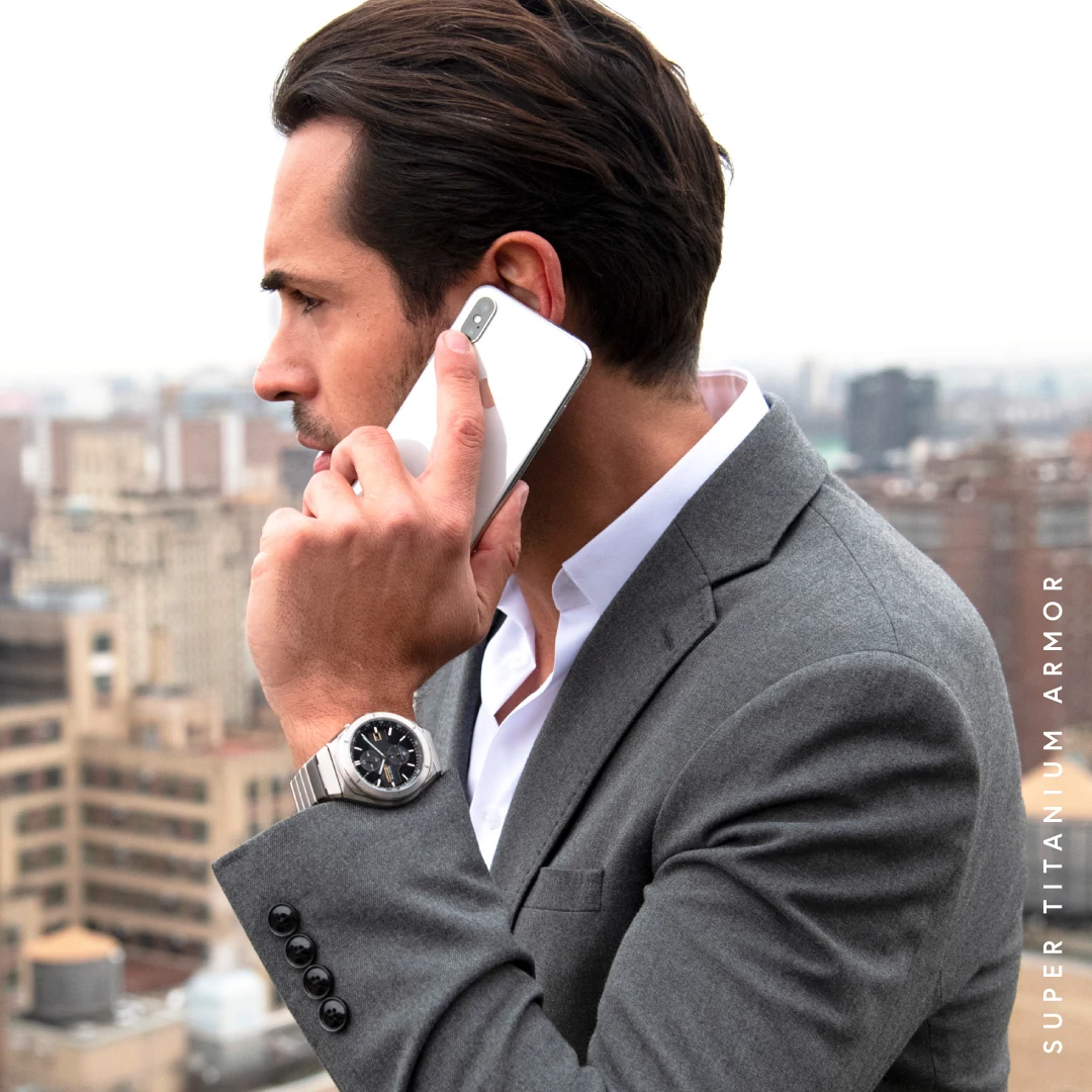 Super Titanium Armor Black Dial Titanium + 1 DLC Plated Link Bracelet ...