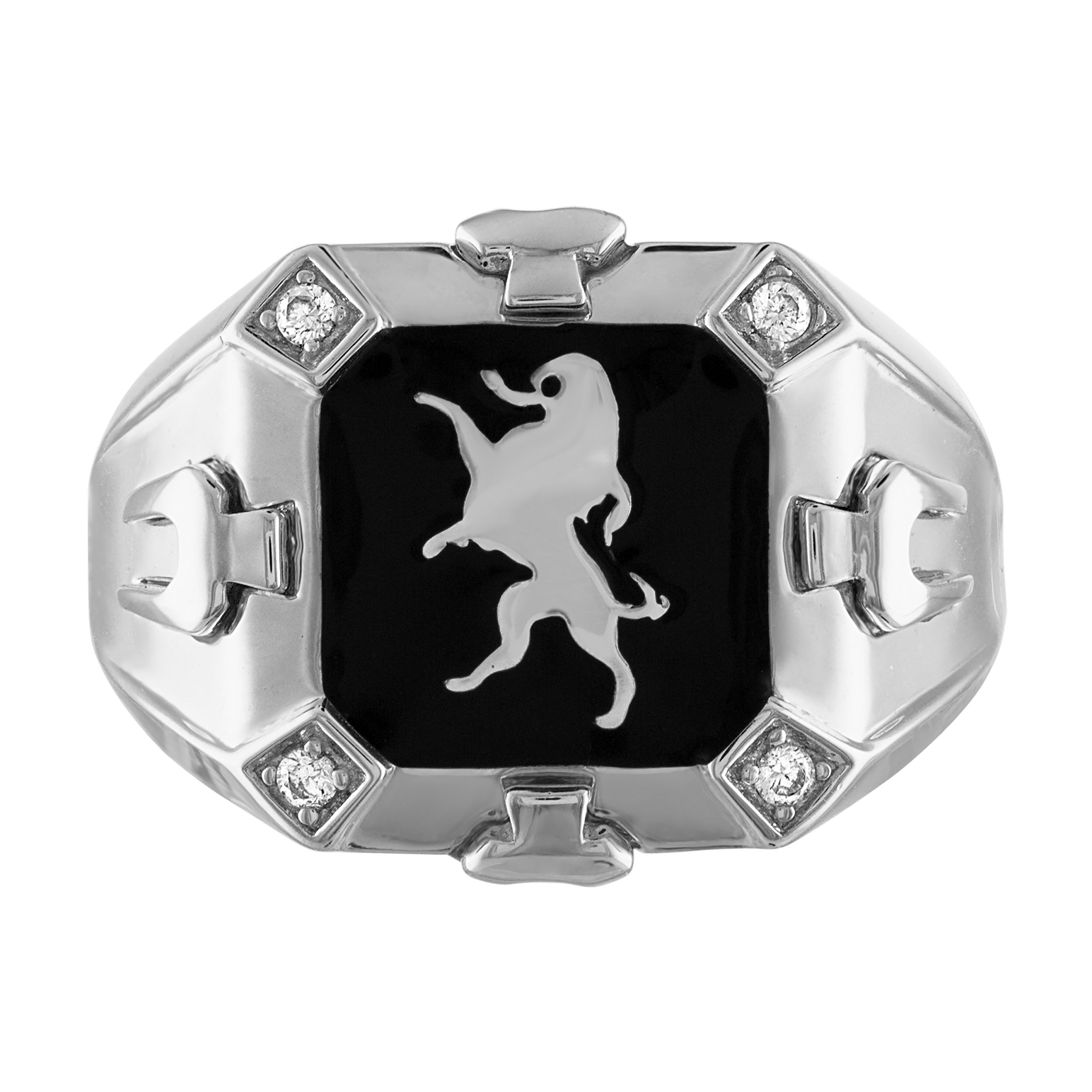 The lion stands fiercely defiant in this Bulova Crest of Bohemia silver ...