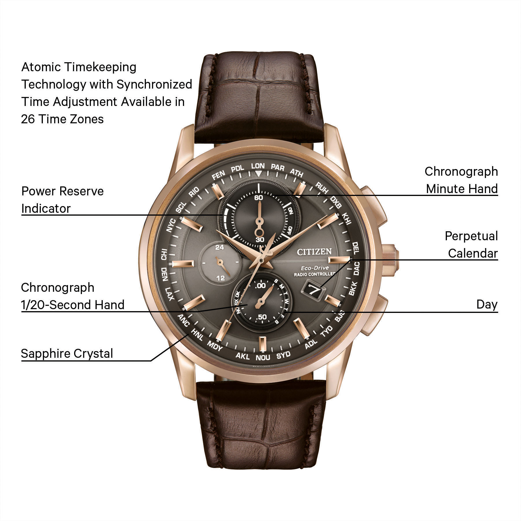 World Chronograph A-T - Men's Eco-Drive AT8110-53E Watch | CITIZEN