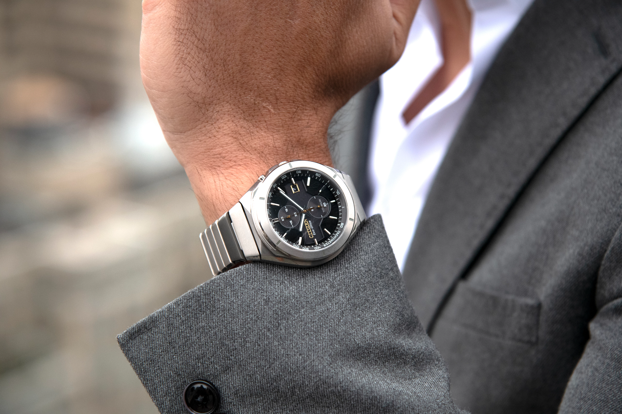 Super Titanium Armor Black Dial Titanium + 1 DLC Plated Link Bracelet ...