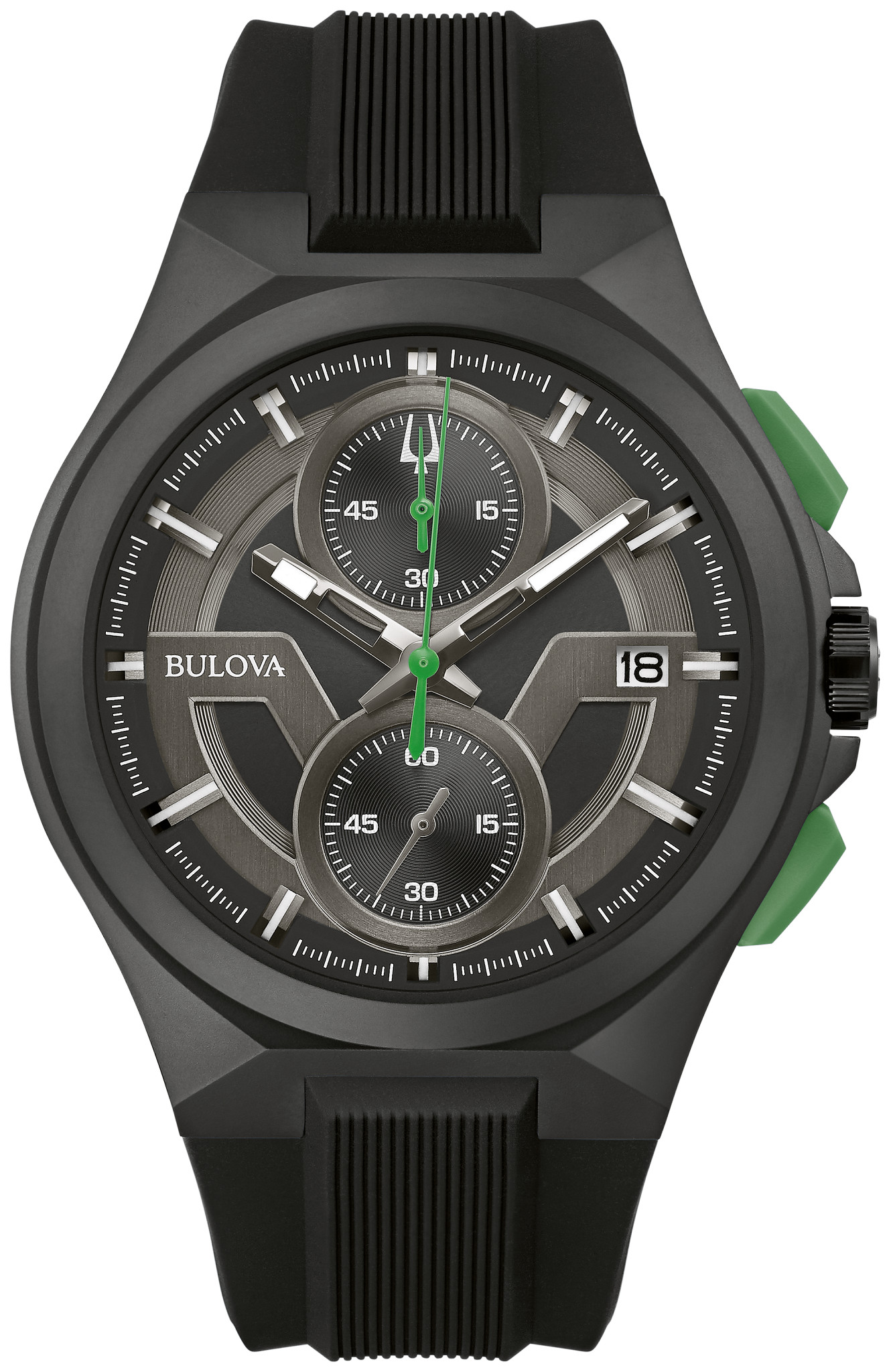 Black Dial Silicone Strap Maquina 98B381 | Bulova
