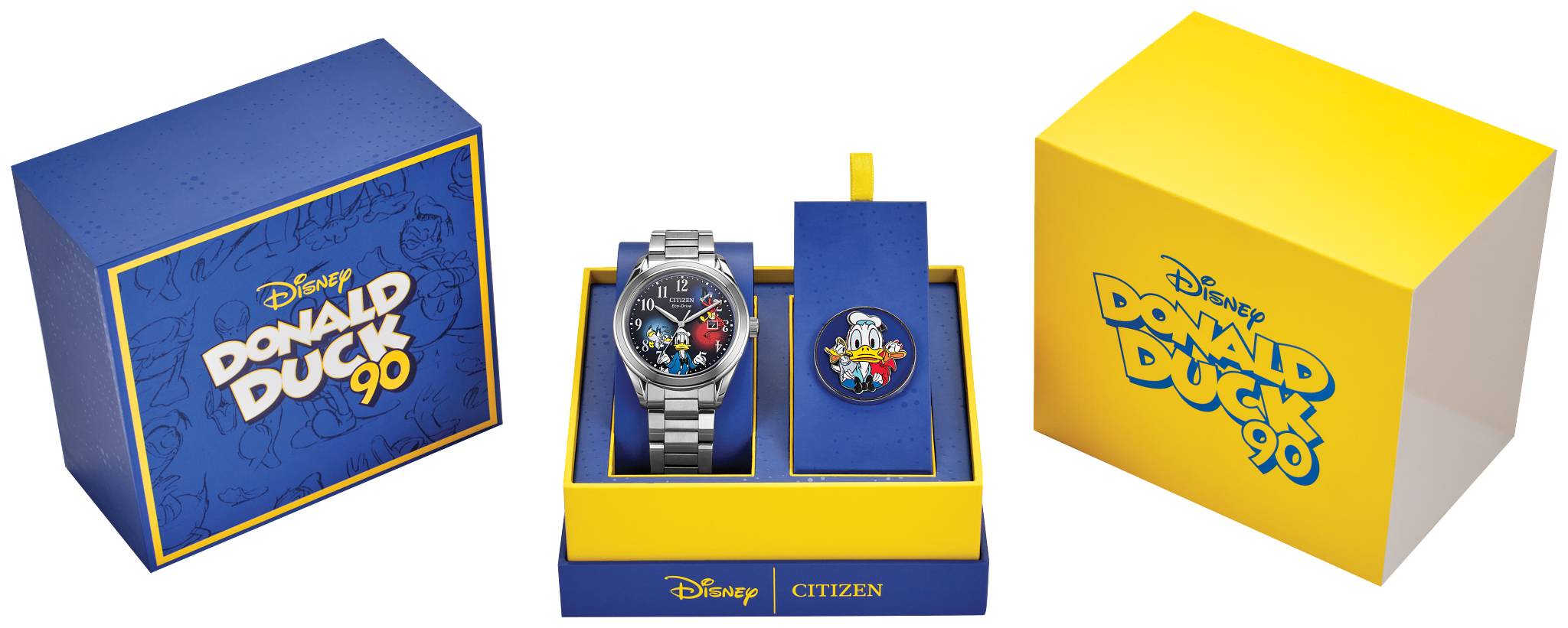 Feisty Donald Duck 90th Anniversary Blue Dial Stainless Steel Bracelet ...