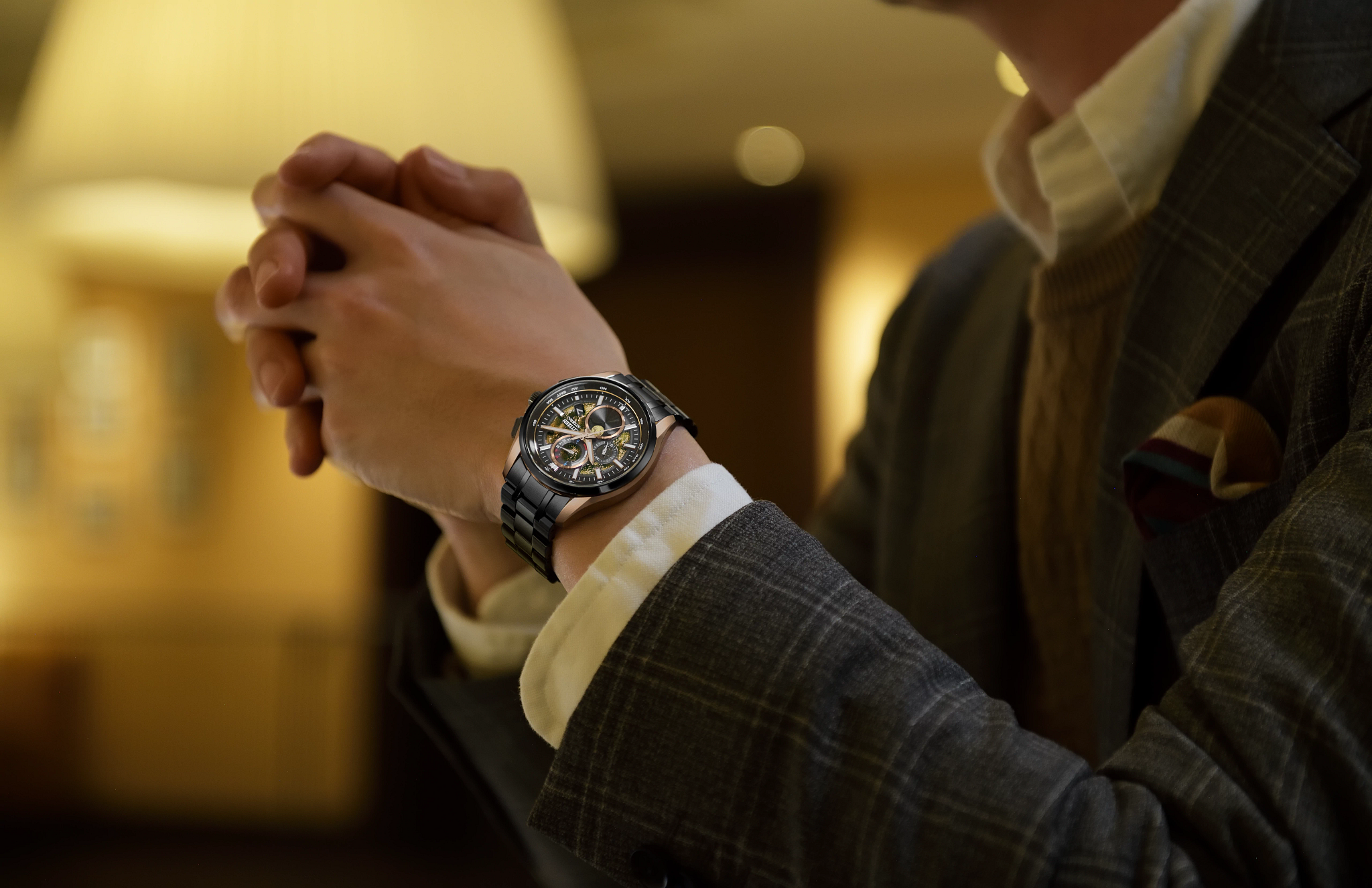 HAKUTO-R Yellow Dial Super Titanium with DLC Coating Bracelet BY1009 ...