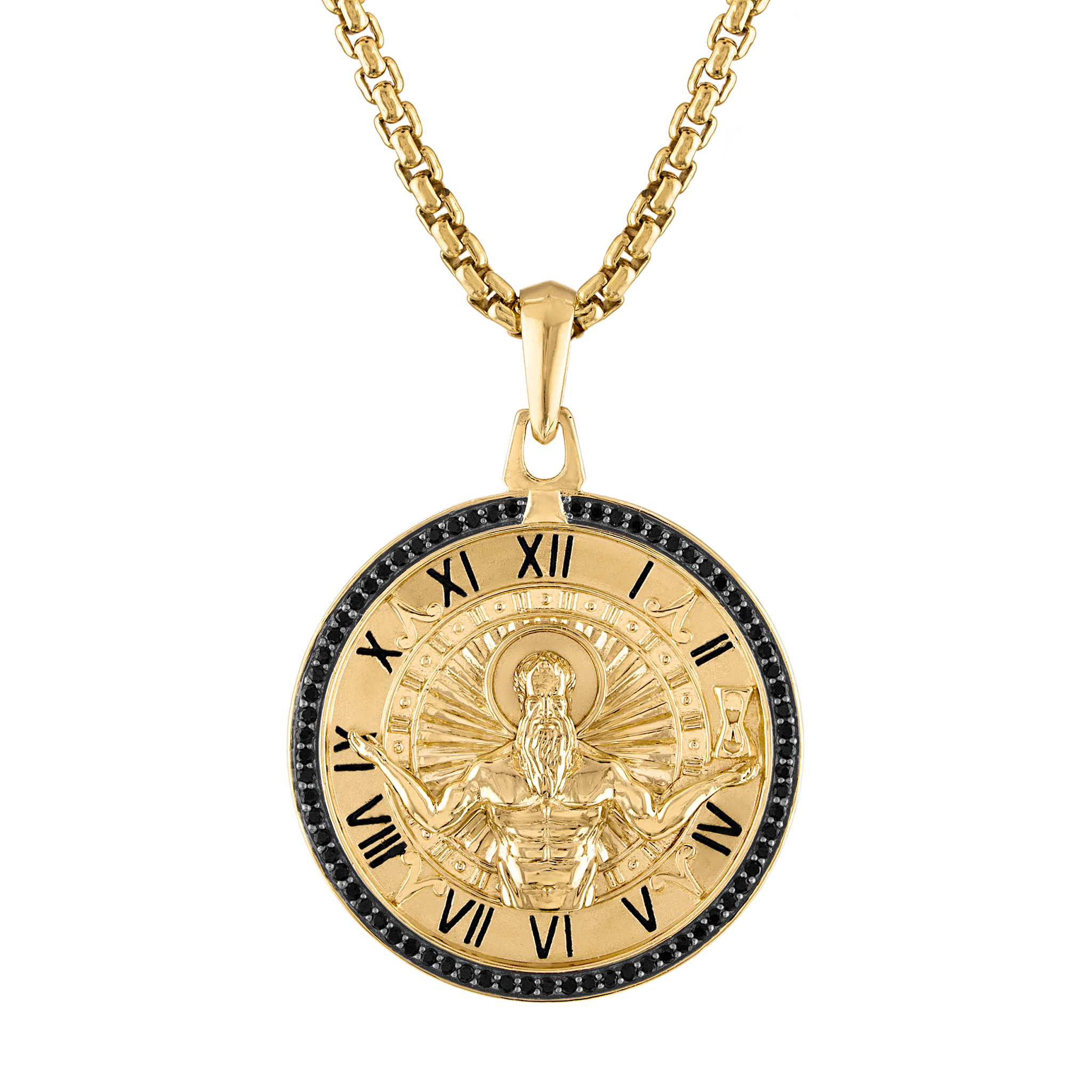Chronos, the God of Time, in 14k gold plated silver with 1/4 ct of ...