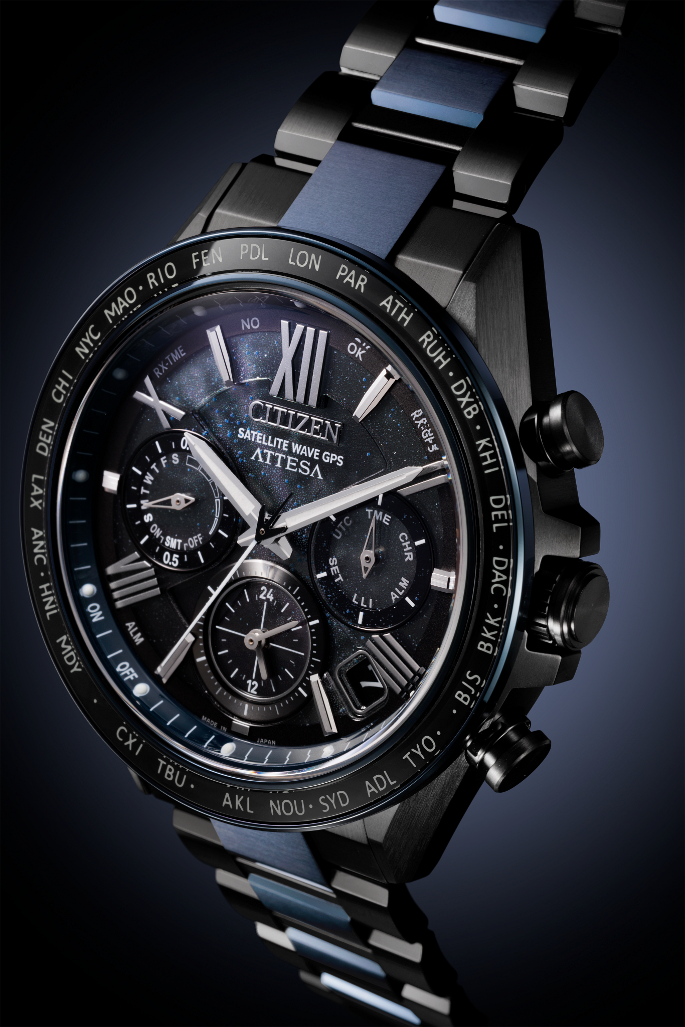 Attesa Black Dial Super Titanium with DLC Coating Bracelet CC4066-69E ...