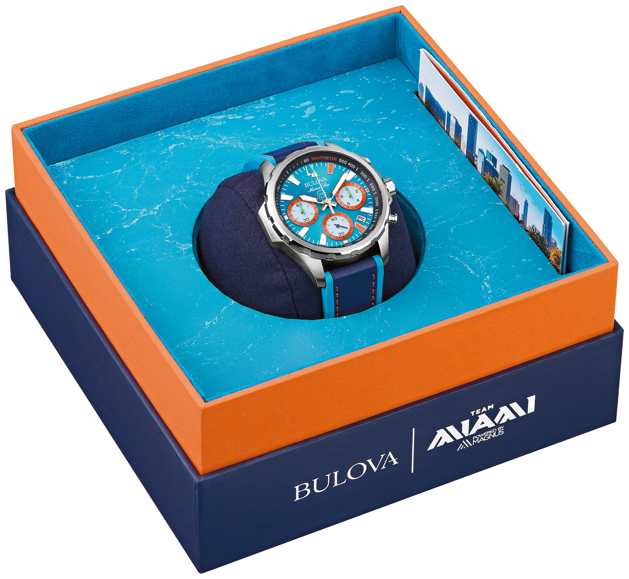 Blue Dial Leather and Silicone Strap E1 Team Miami 96B460 | Bulova