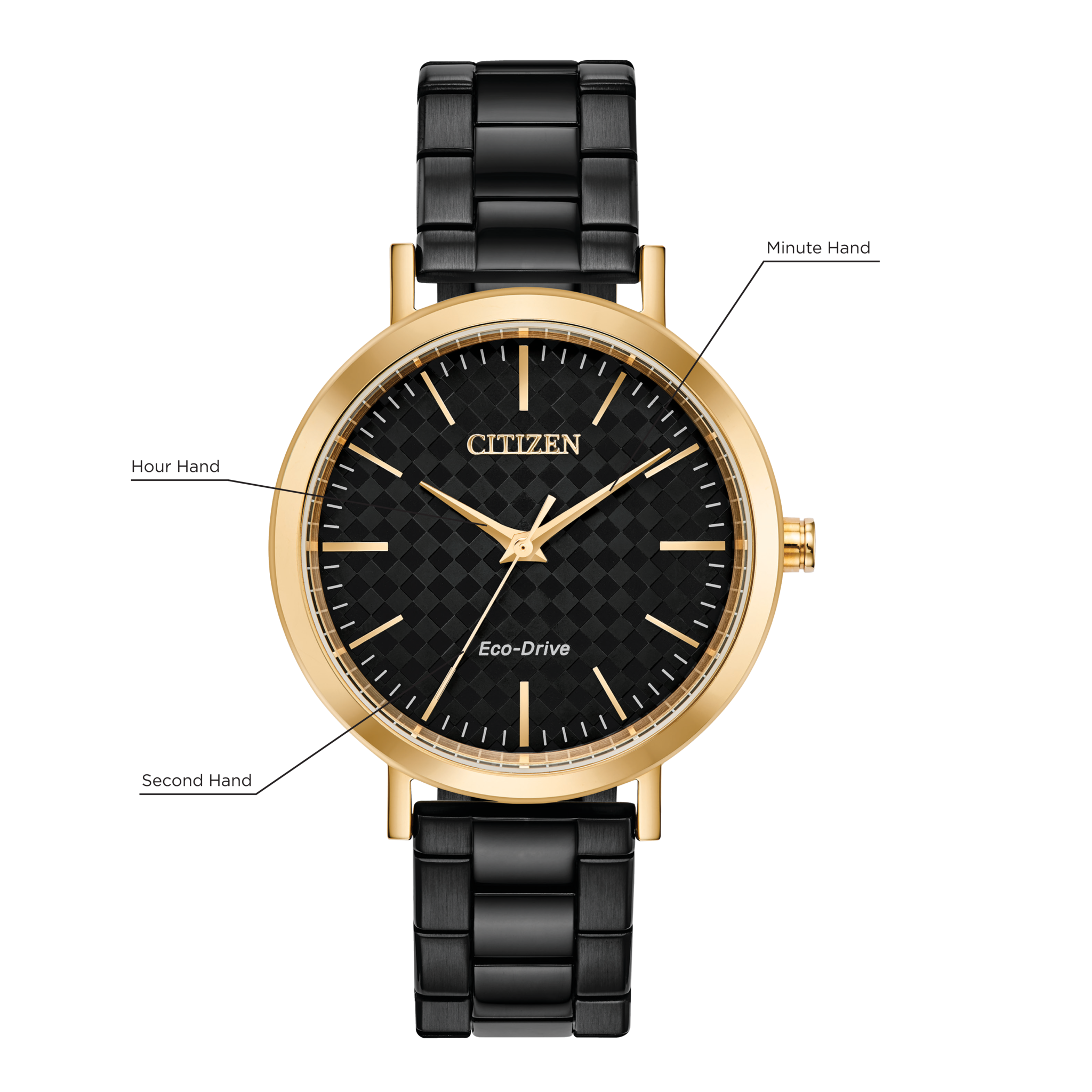 Citizen LTR Eco-Drive Rose Gold Black Dial Stainless Steel Watch | CITIZEN