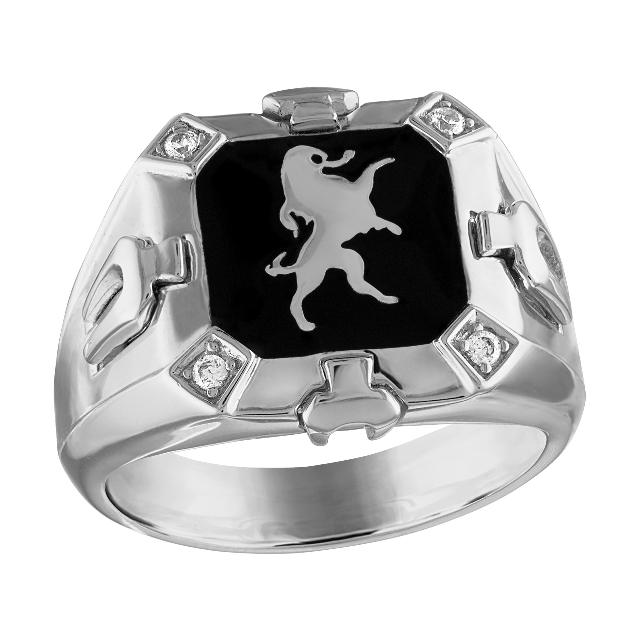 The lion stands fiercely defiant in this Bulova Crest of Bohemia silver ...
