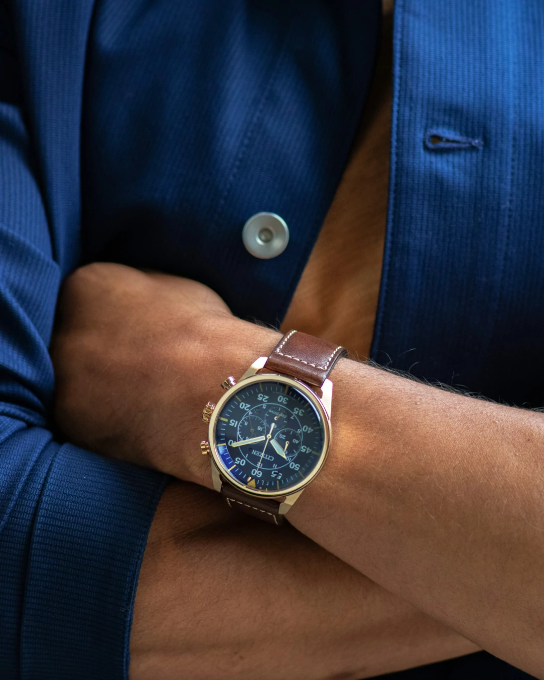 Citizen Avion Eco-Drive Rose Gold Blue Dial Watch | CITIZEN