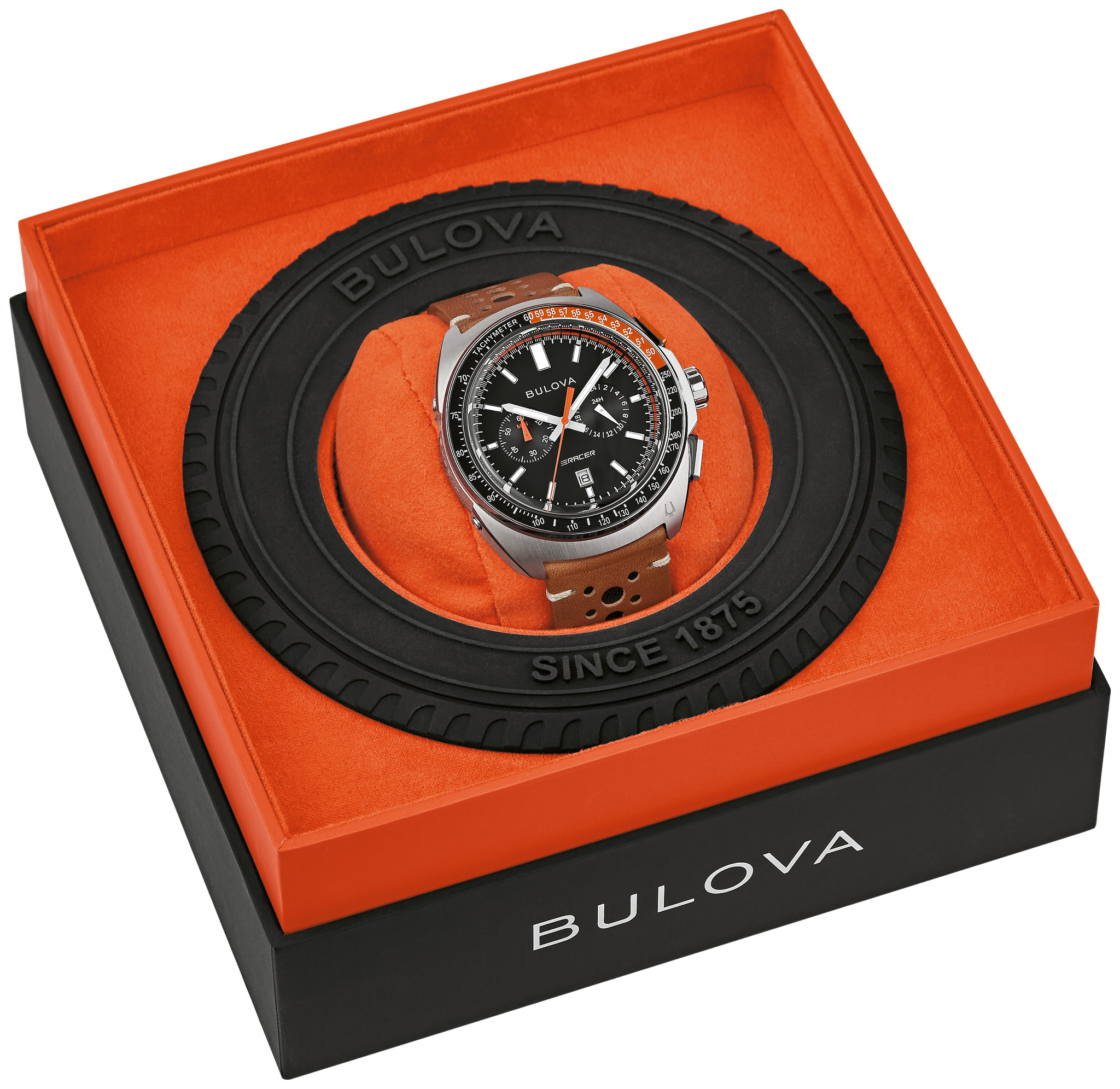 Black Dial Leather Strap Racer Chronograph 98B427 | Bulova