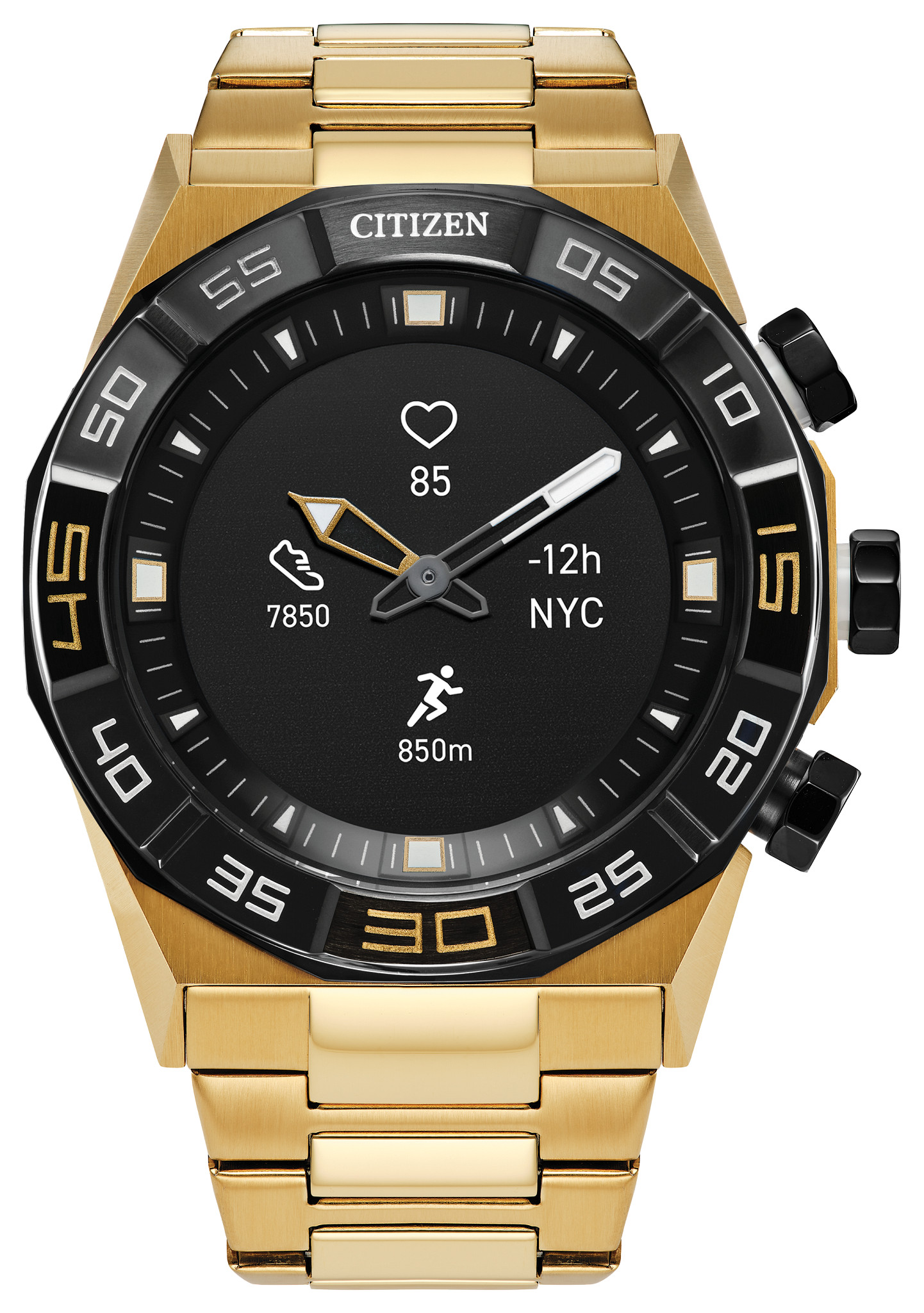 CZ Smart Hybrid Black Dial SS Bracelet JX1006-58E | CITIZEN