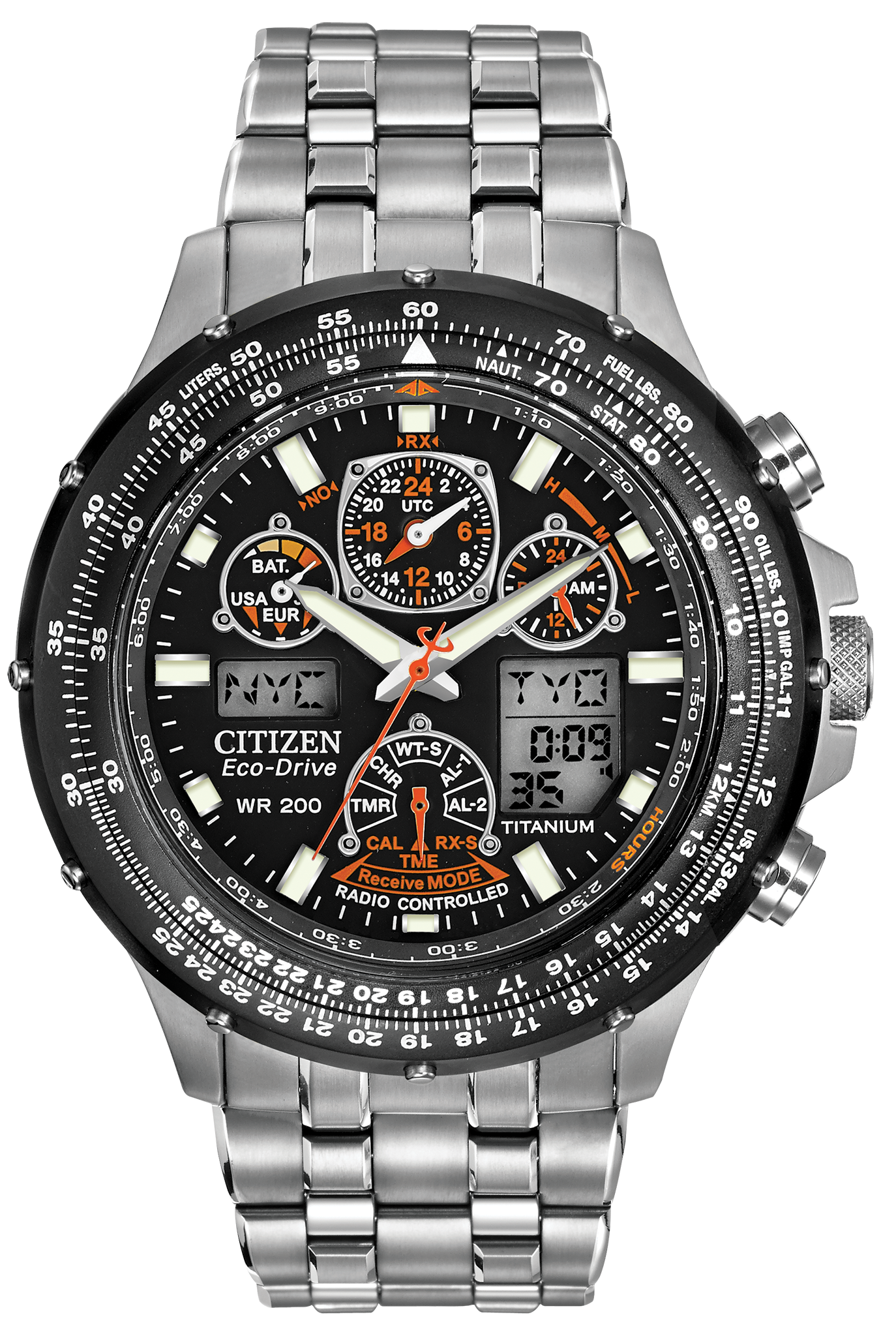 Promaster Skyhawk A-T Black Dial Super Titanium Bracelet JY0010-50E ...