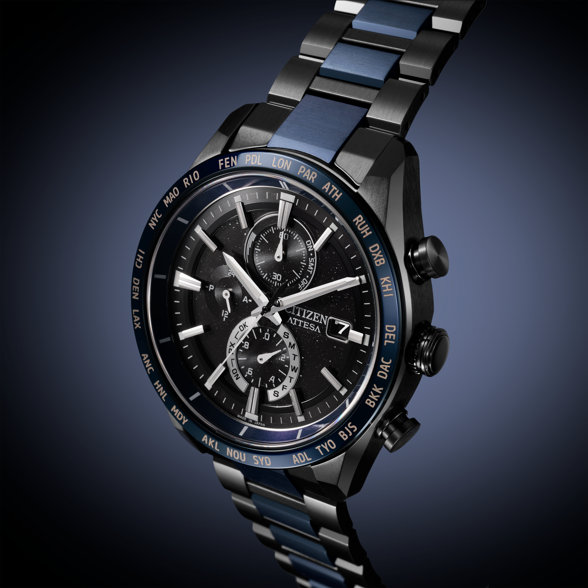 ATTESA Black Dial Super Titanium Bracelet AT8187-75E | CITIZEN