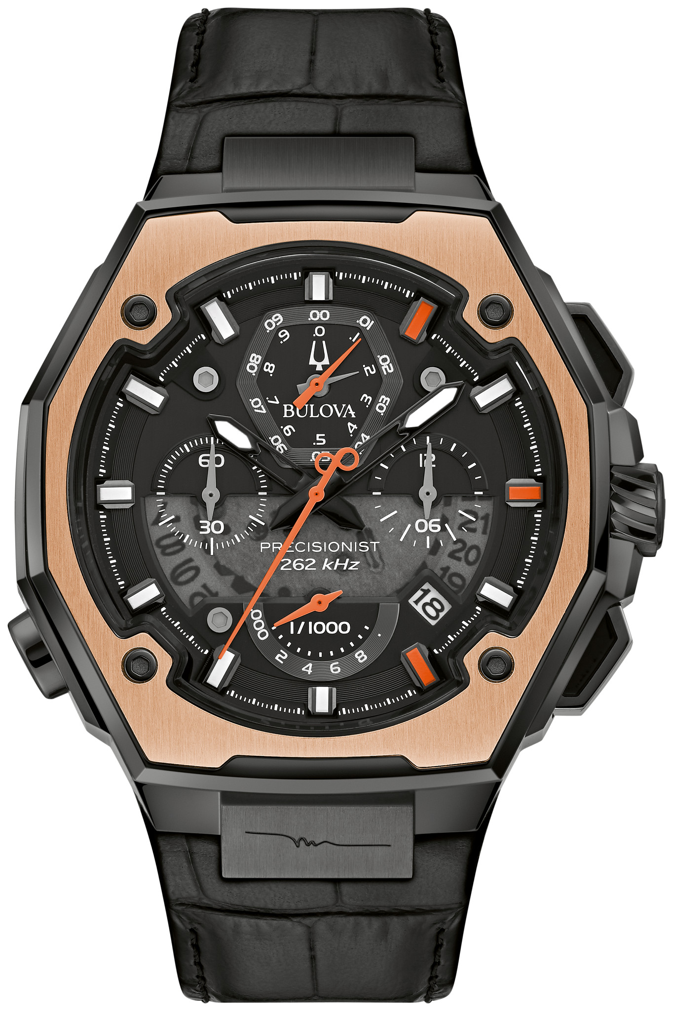 Black Dial Leather Strap Marc Anthony 98B402 | Bulova