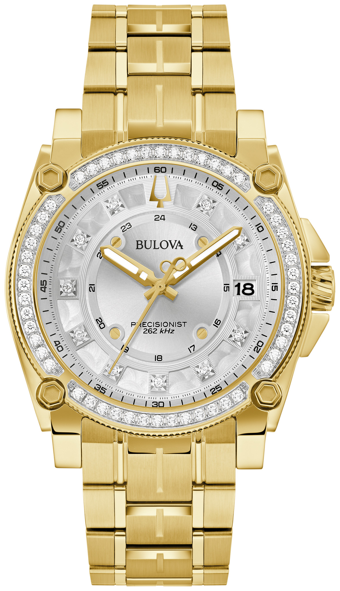 Silver-Tone Dial Stainless Steel Bracelet Precisionist 98J120 | Bulova