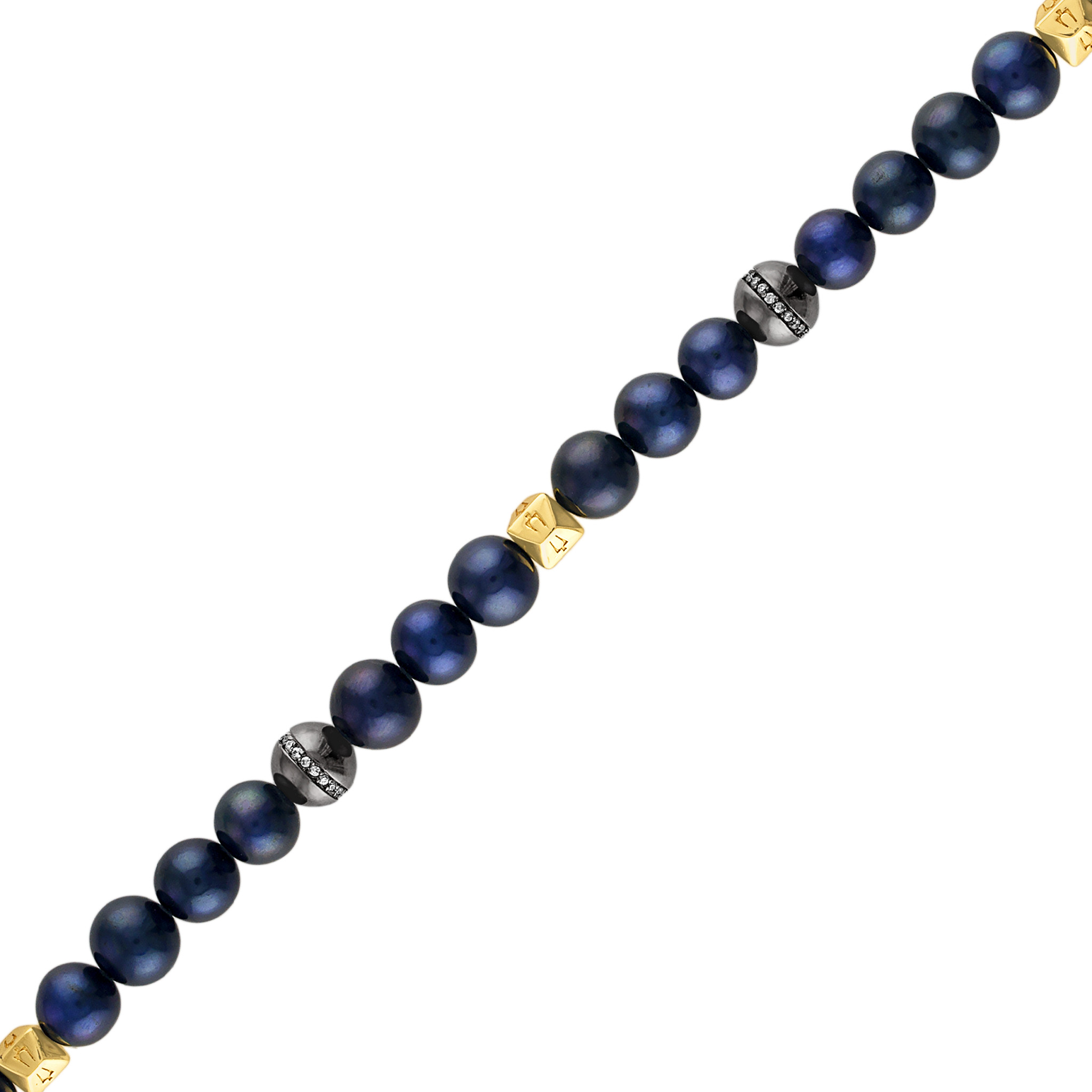 Bulova Black Freshwater Pearl and 14kt gold-plated silver 8.5" Bracelet ...