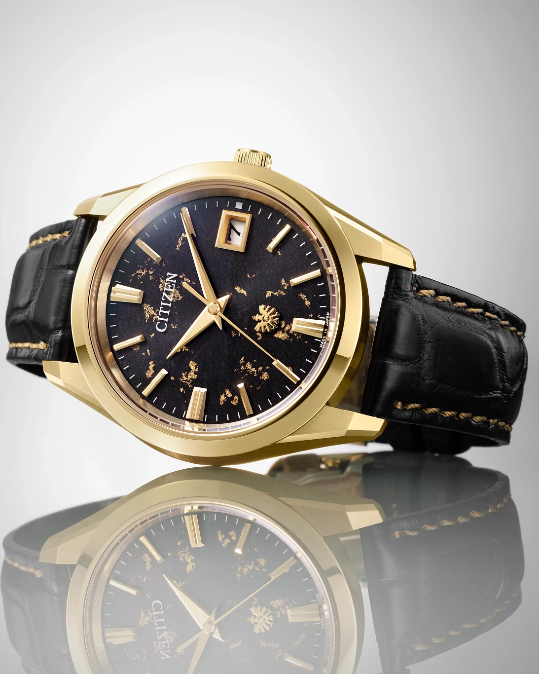 The Citizen Black Dial Crocodile Strap AQ4103-16E | CITIZEN