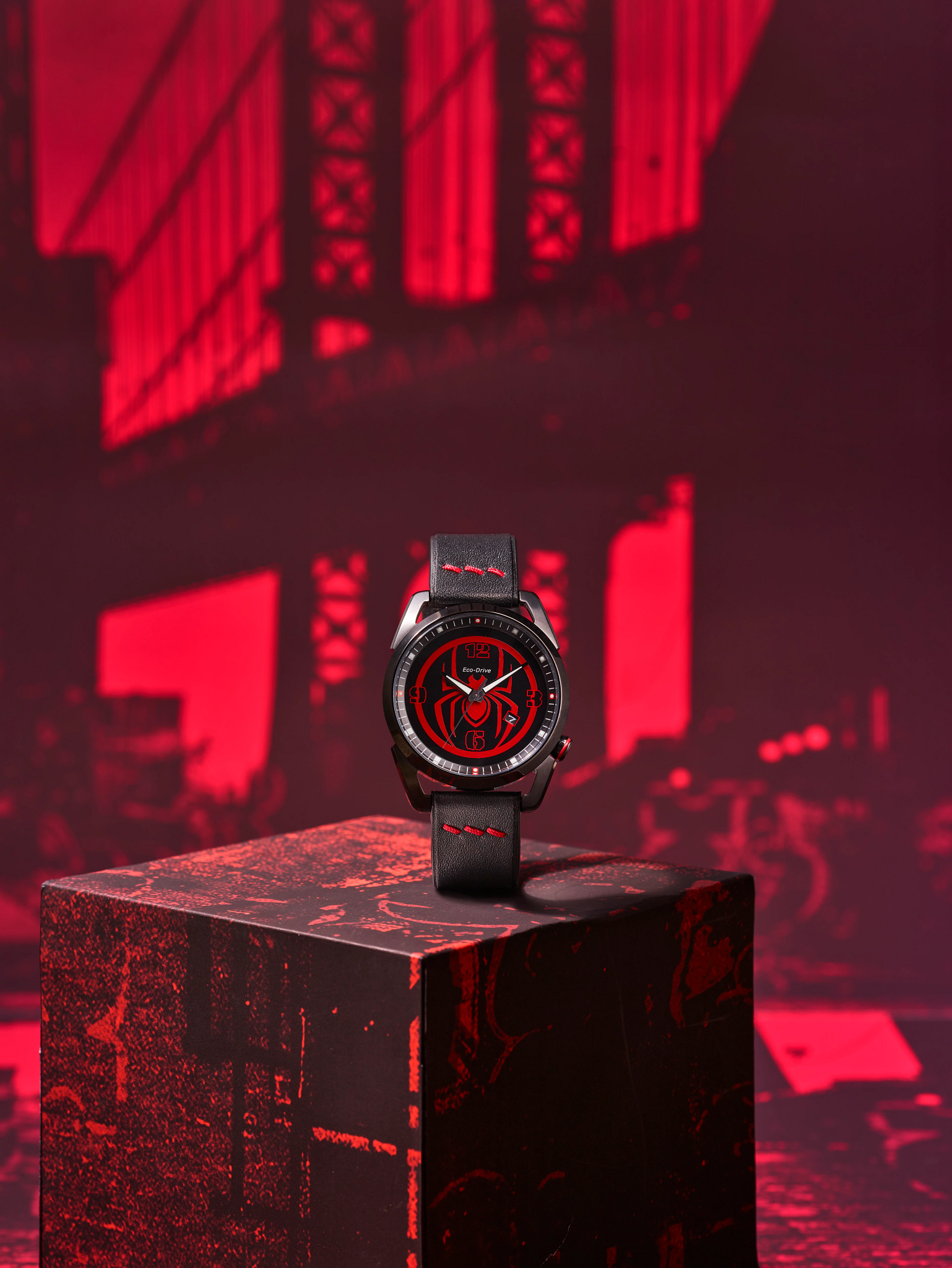 Miles Morales Black Dial Leather Strap AW1685-00W | CITIZEN