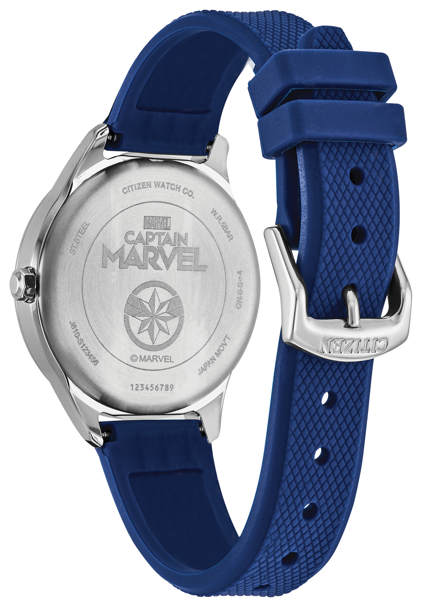 Captain Marvel Silver-Tone Dial Silicone Strap FE6101-05W | CITIZEN