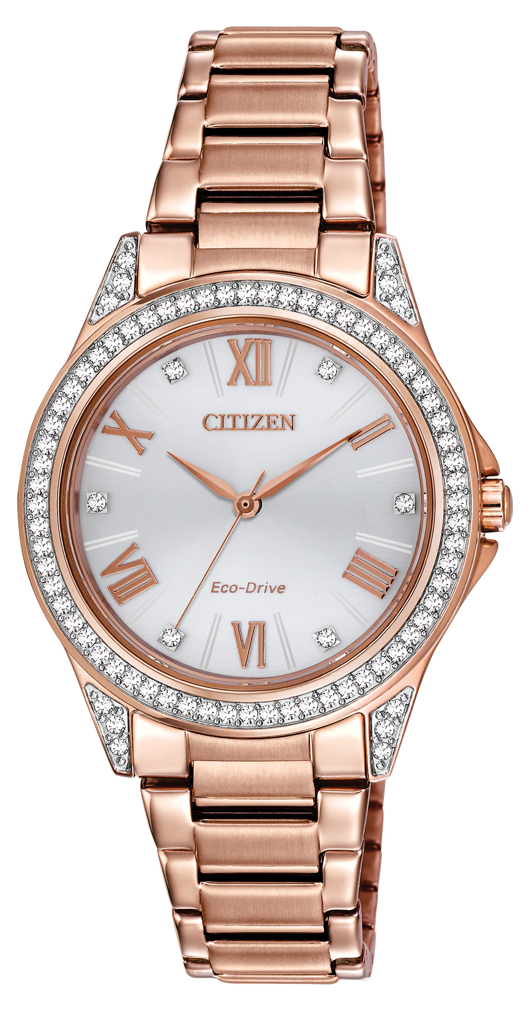 POV - Ladies Eco-Drive Pink Gold Crystal Watch | CITIZEN