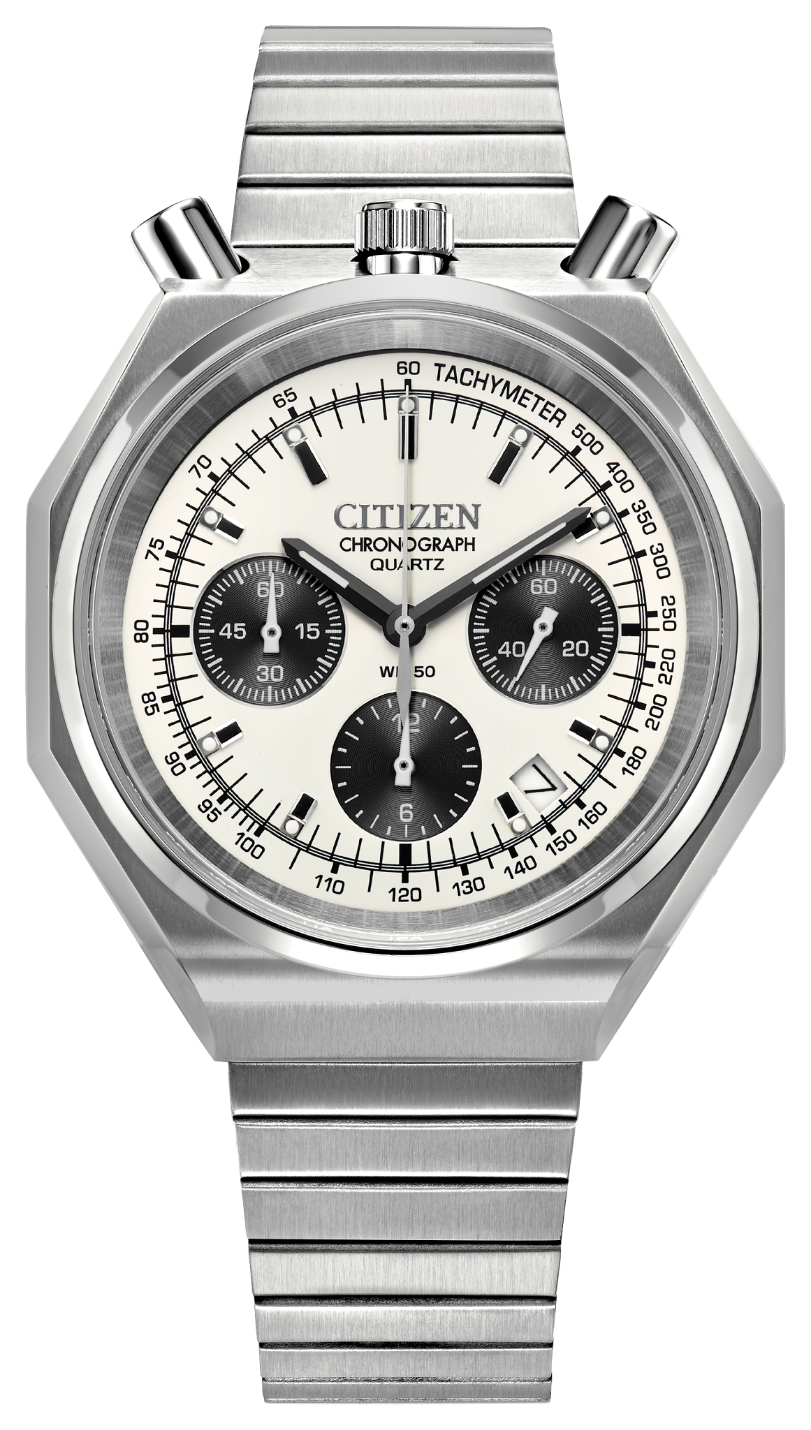 Tsuno Chrono Quartz Silver-Tone Dial Stainless Steel Bracelet AN3700 ...